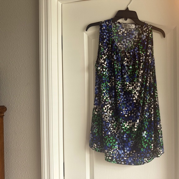 Kasper | Tops | Kasper Ruched Black And Blue Sleeveless Tank Top | Poshmark